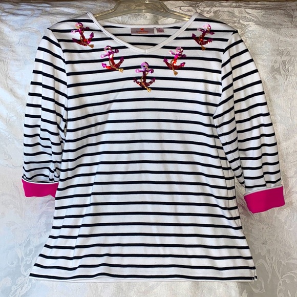 Quacker Factory | Tops | Qvc Quacker Factory Striped Nautical Tunic Euc ...